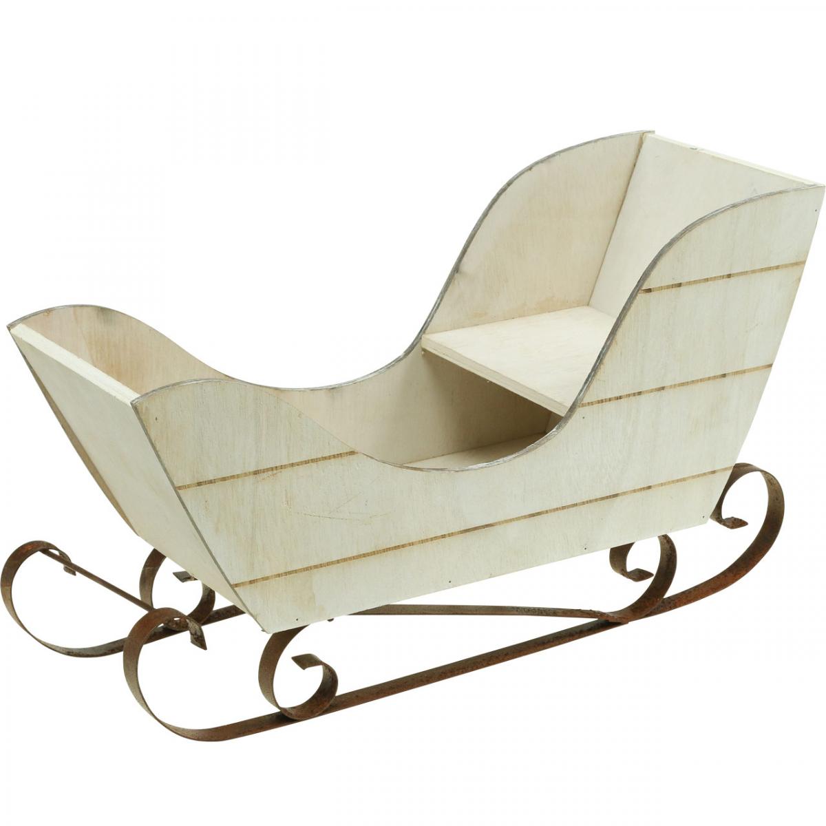 Floristik24.it Slitta decorativa in legno Slitta natalizia naturale 36× ...