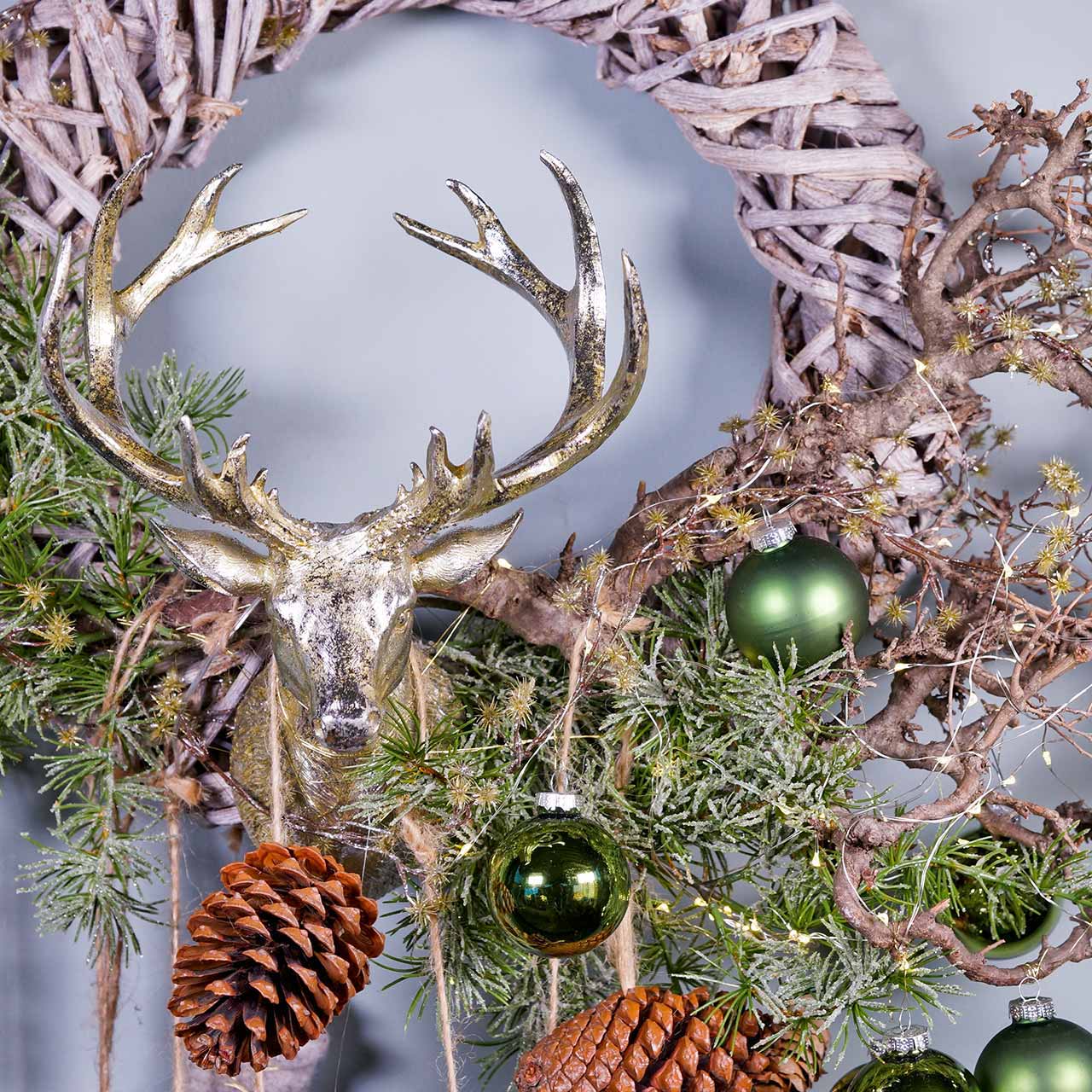 Floristik24.it Testa di cervo per decorazione murale oro, argento 36 cm ...