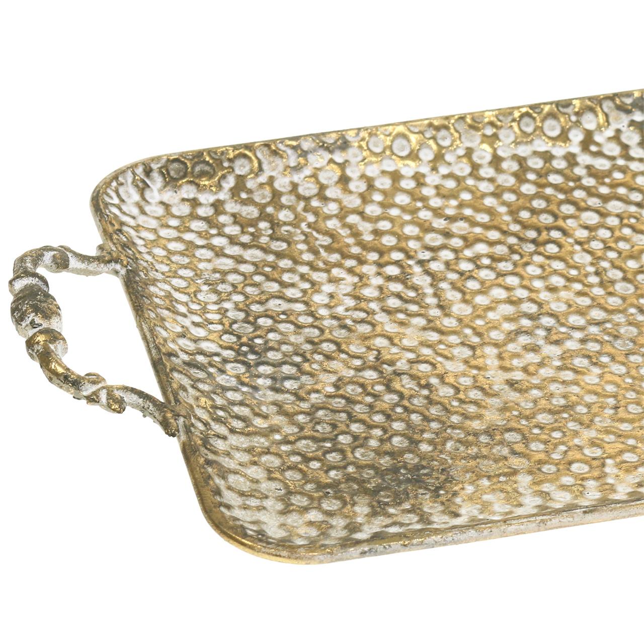 Floristik24.it Vassoio decorativo con manici oro antico 45cm x 25cm ...